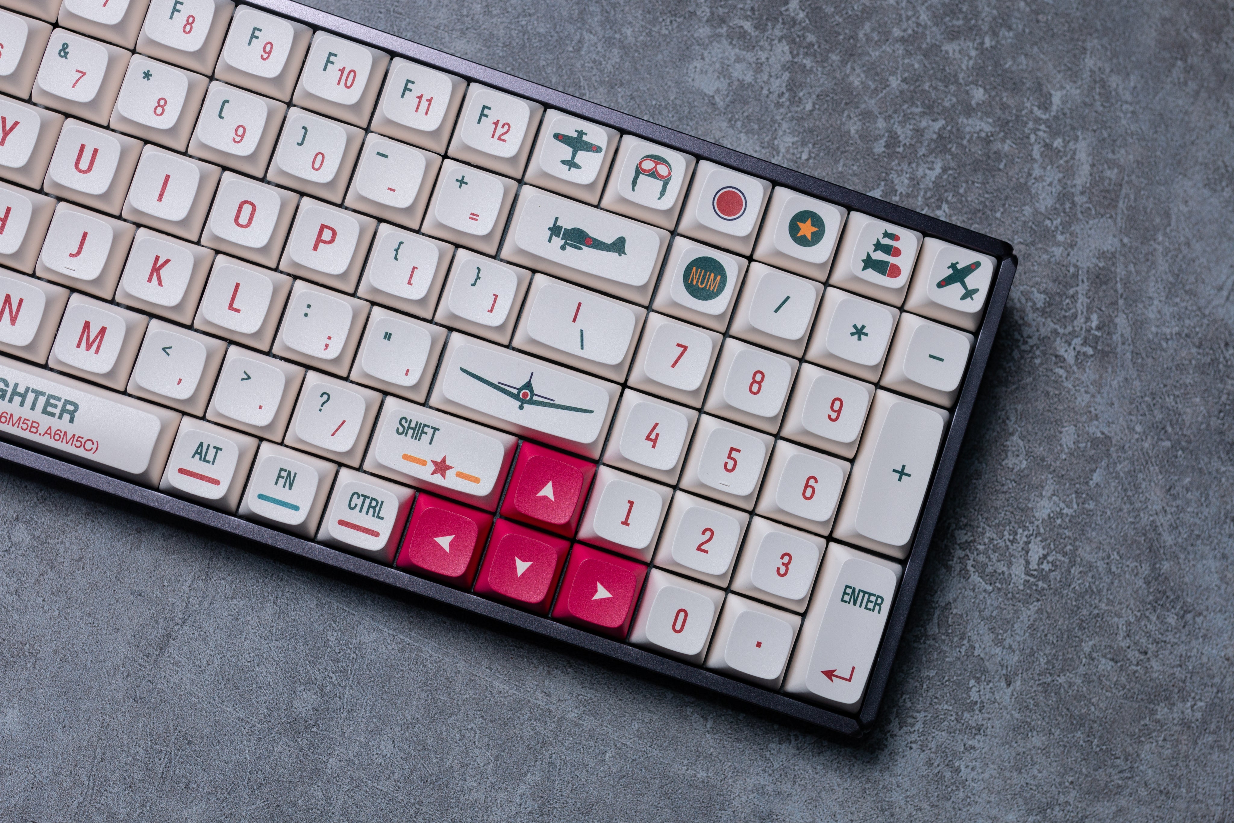 Retro Mitsubishi Zero Fighter Keycaps For Mechanical Keyboards