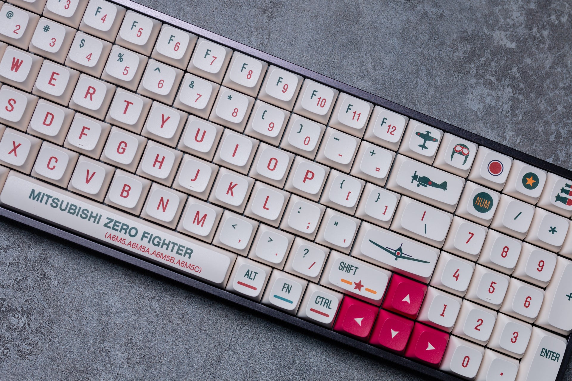 Retro Mitsubishi Zero Fighter Keycaps For Mechanical Keyboards