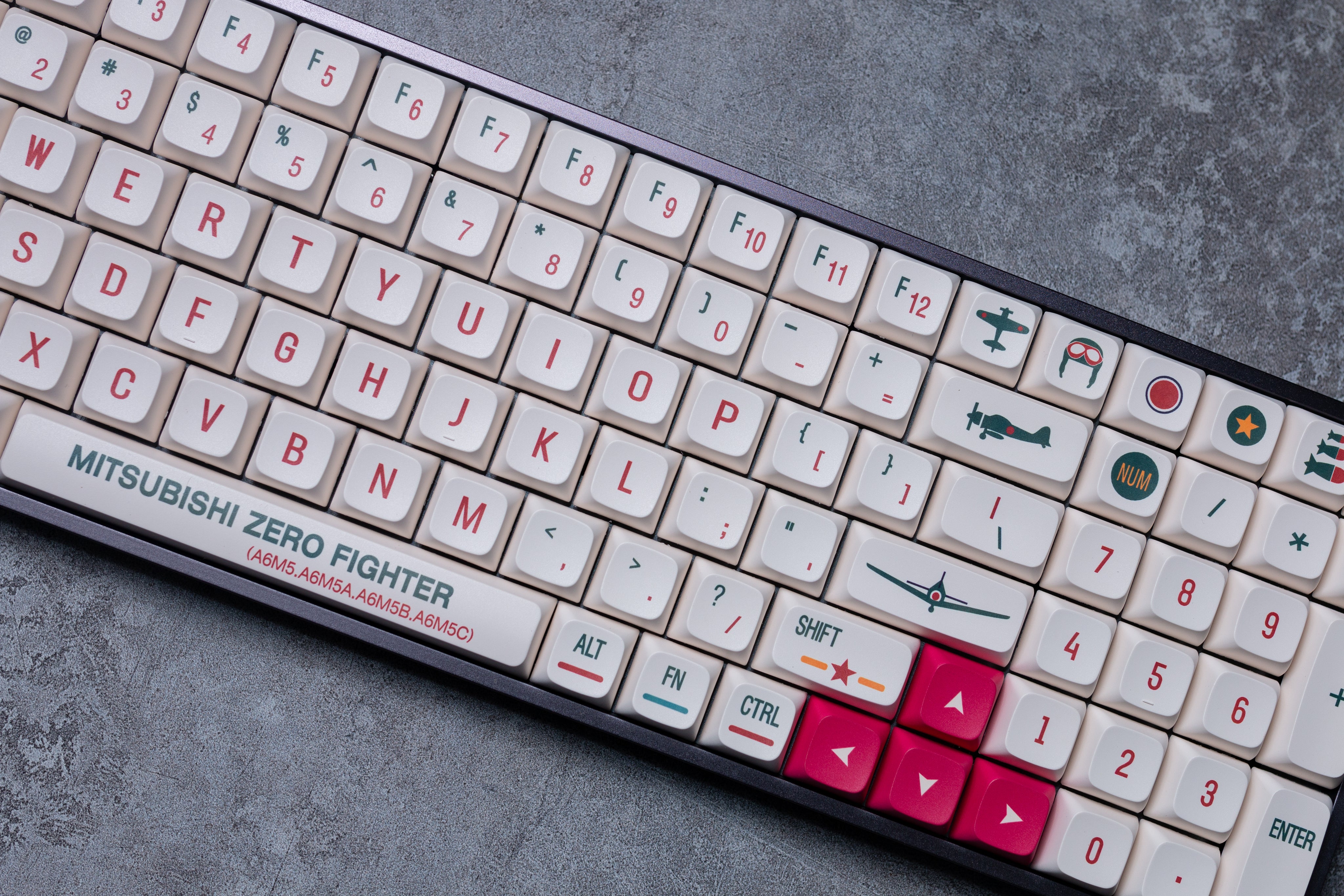 Retro Mitsubishi Zero Fighter Keycaps For Mechanical Keyboards